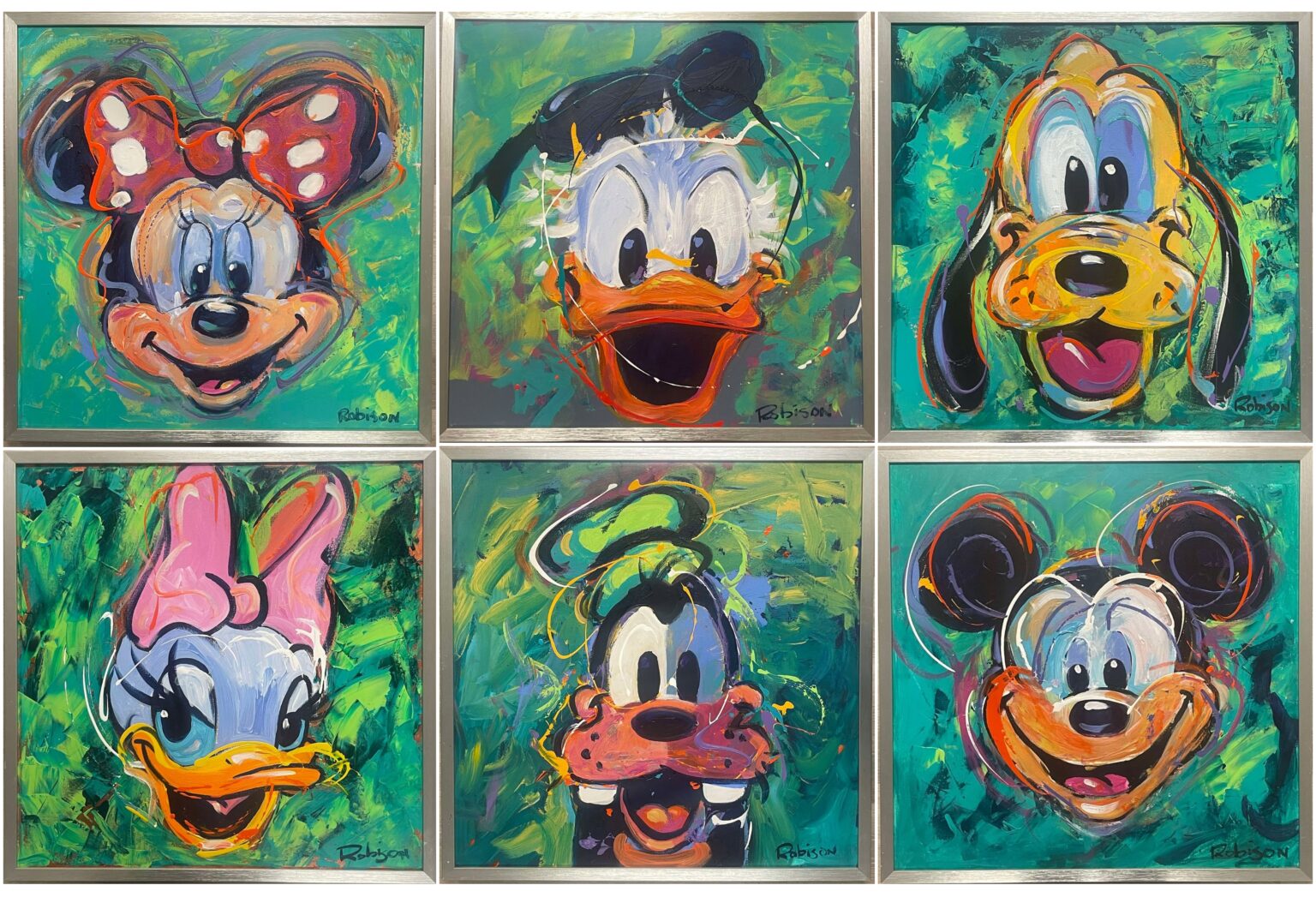 6 original portrait paintings by Eric Robison - Disneyana+